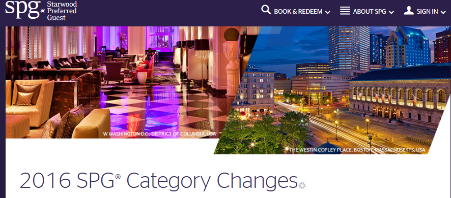 SPG category changes for 2016