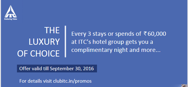 1 Free Night for every 3 stays at ITC Hotels - Live From A Lounge