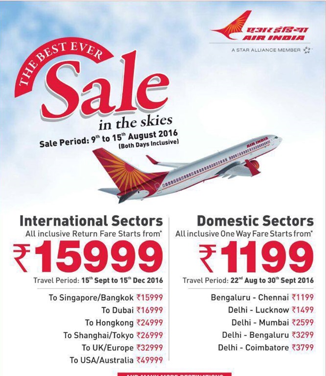 Air India / SpiceJet on sale for Domestic / International travel - Live ...