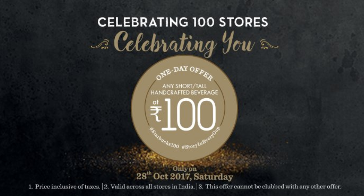 Deal: Starbucks 100 Rupees only today! - Live From A Lounge