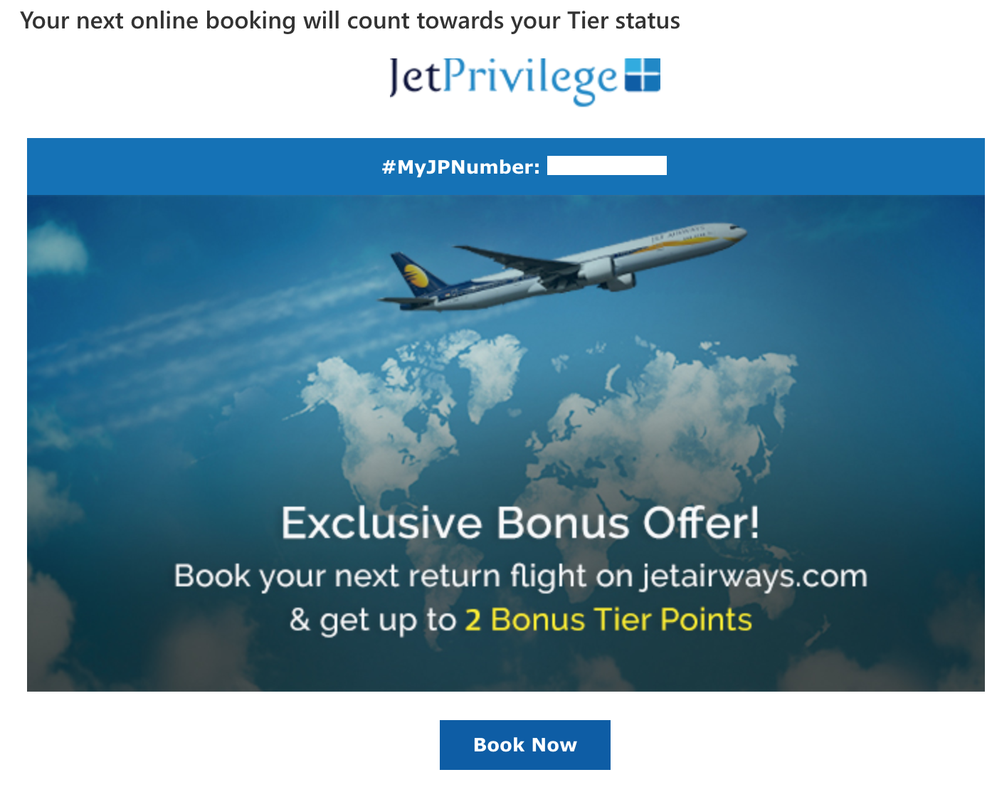 Extra Tier Points from JetPrivilege and Jet Airways - Live From A Lounge