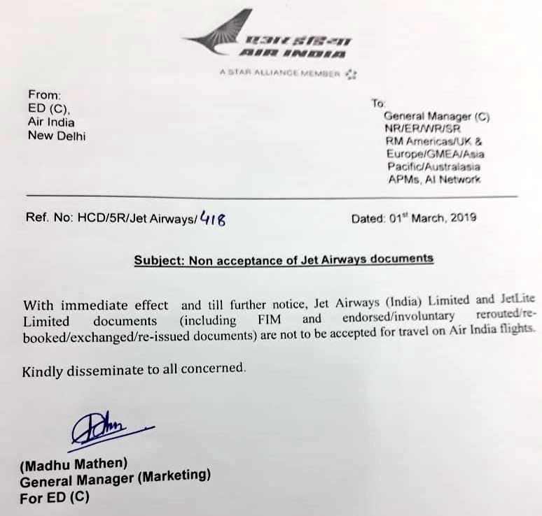 New low in Jet Airways Crisis: Air India & Vistara won't accept ...