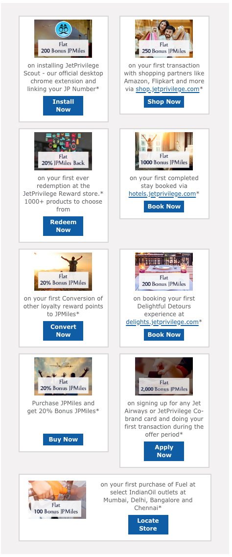 JetPrivilege sending out some exciting bonus JPMiles promotions - Live ...