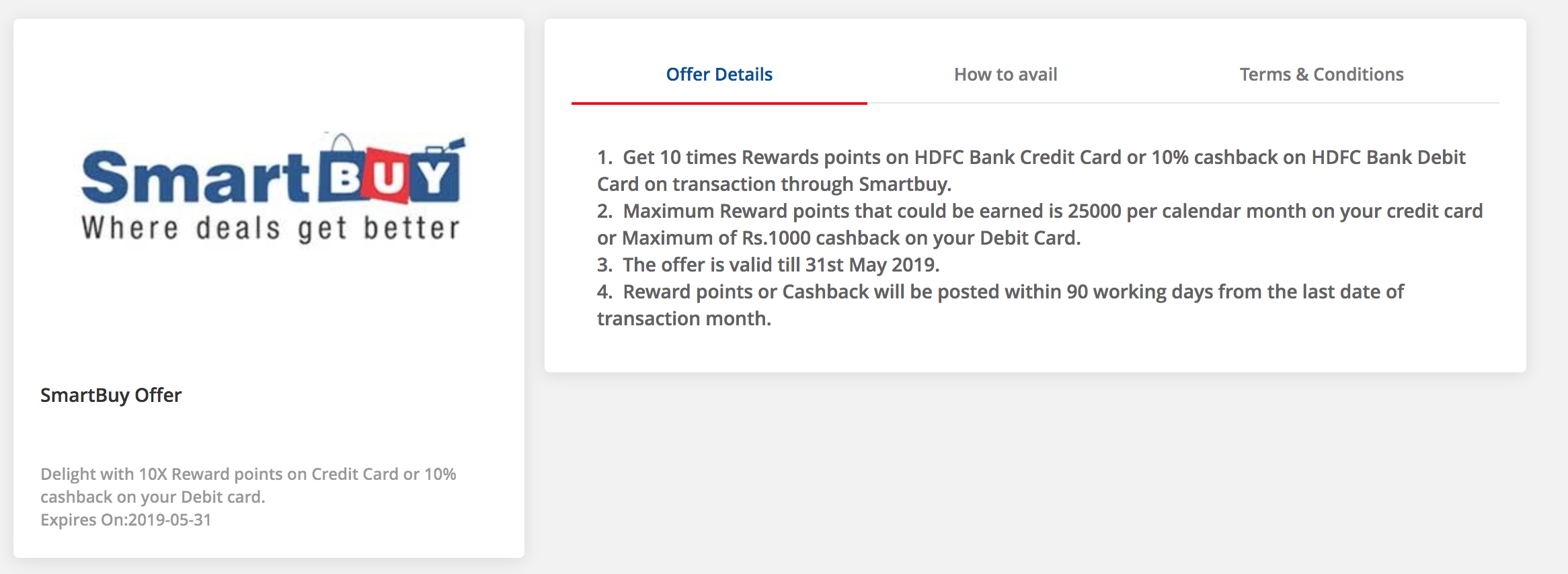 HDFC 10X SmartBuy offering 33% Cashback for June 2019 revamped - Live ...