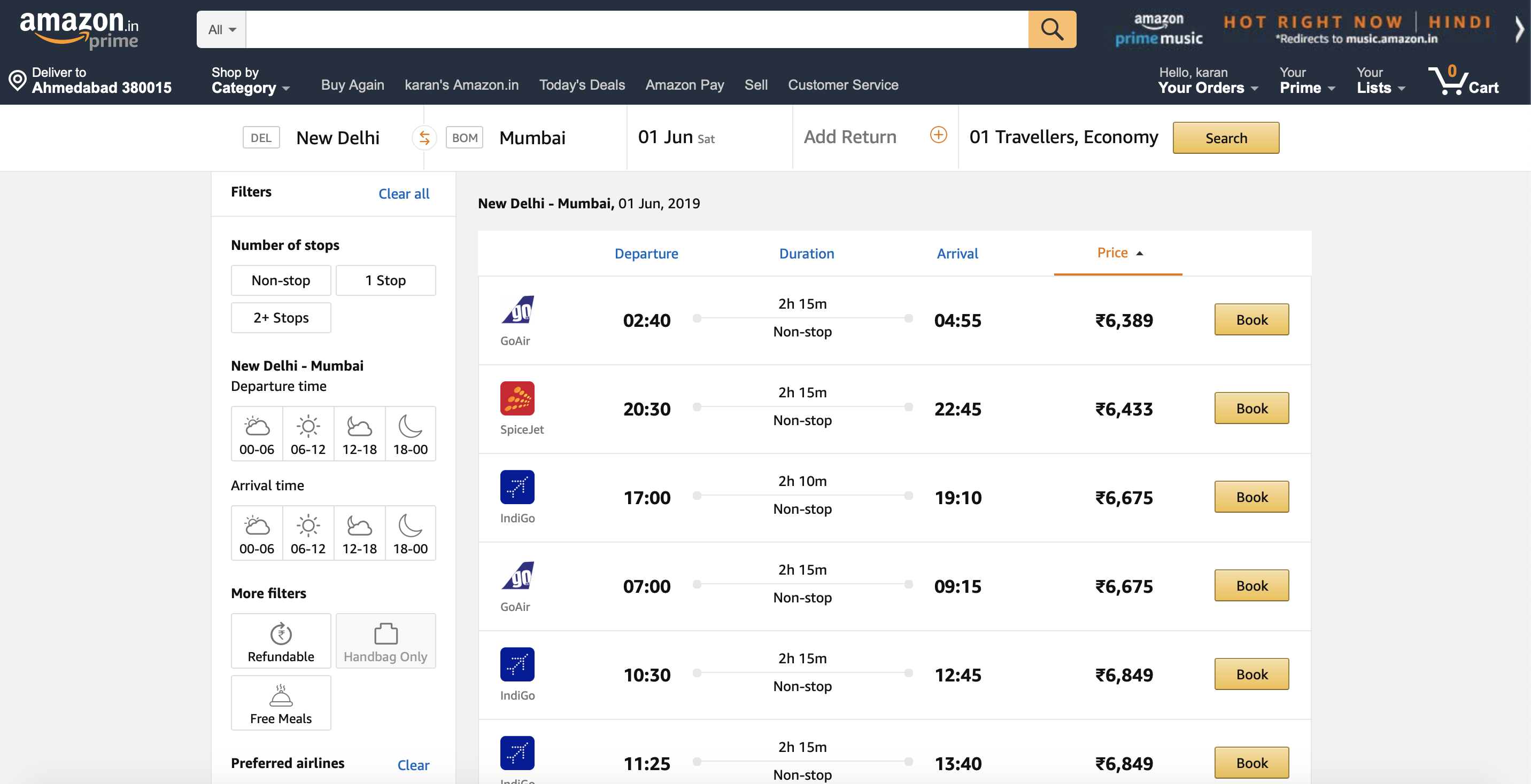 Amazon launches domestic flight bookings (formally!) - Live From A Lounge