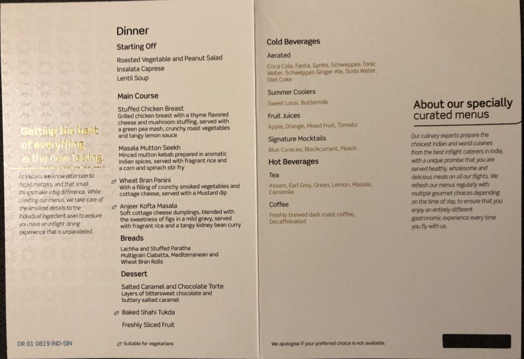 Onboard Vistara To Singapore: The first Vistara international flight ...