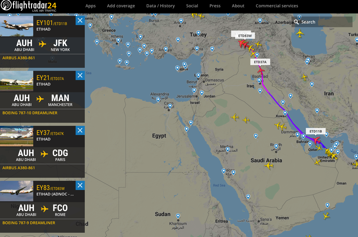 US FAA bans overflight for US Airlines in certain Middle-east air ...