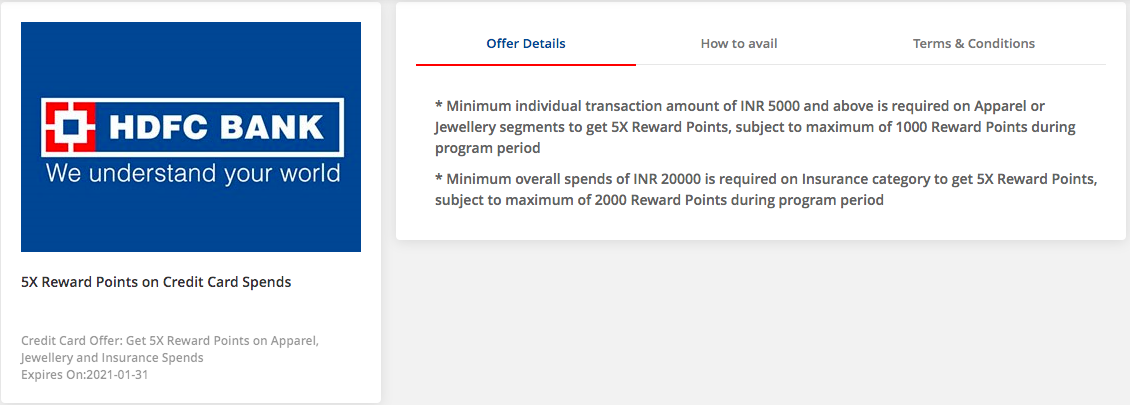 HDFC Bank offering 5X Reward Points on Apparel, Jewellery & Insurance ...