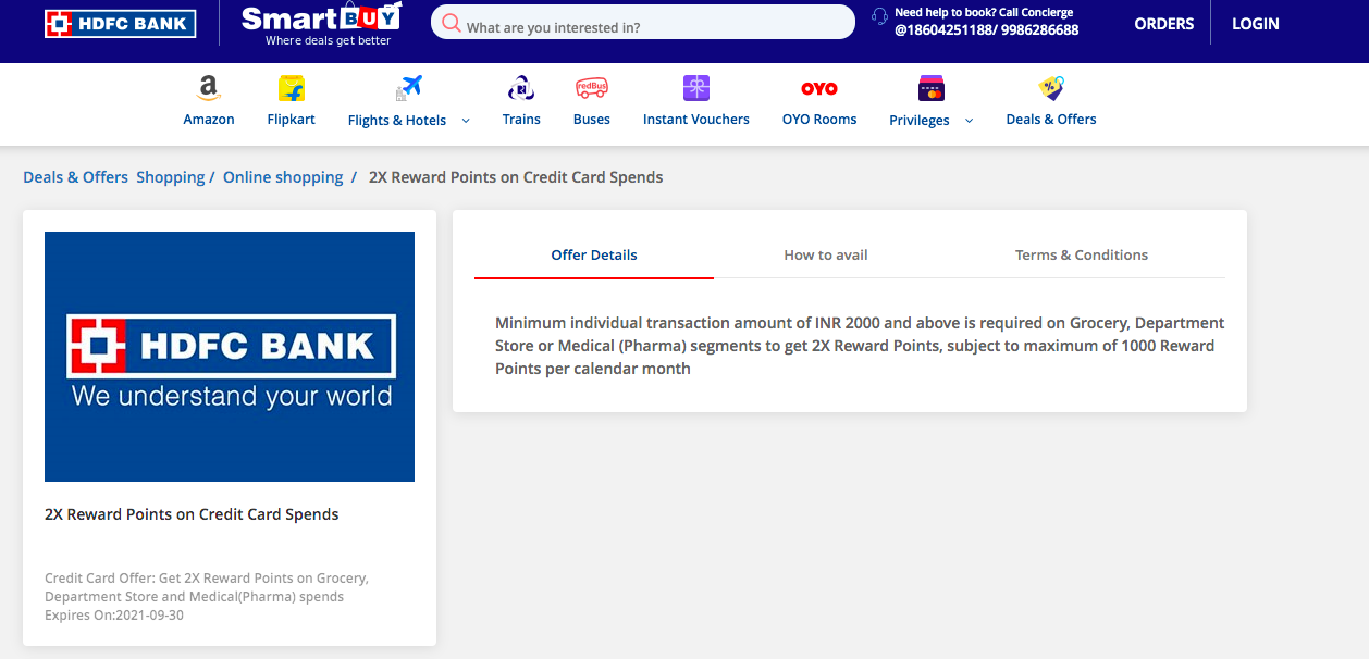 HDFC Credit Cards Shopping Offer: 2X points through September 2021 ...