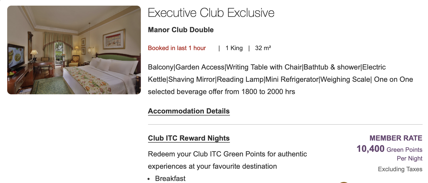 ITC Hotels offering Club Culinaire for 21% discount on points ...