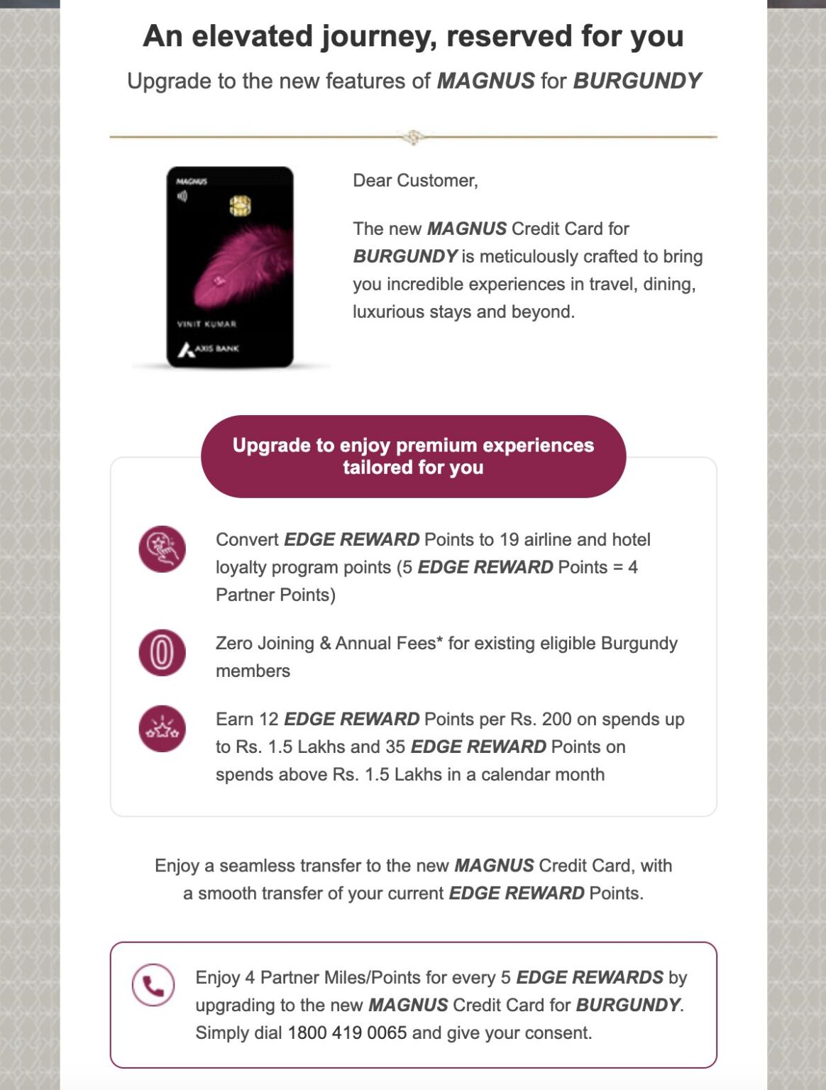 Axis Bank shares details on new Magnus for Burgundy Credit Card - Live ...