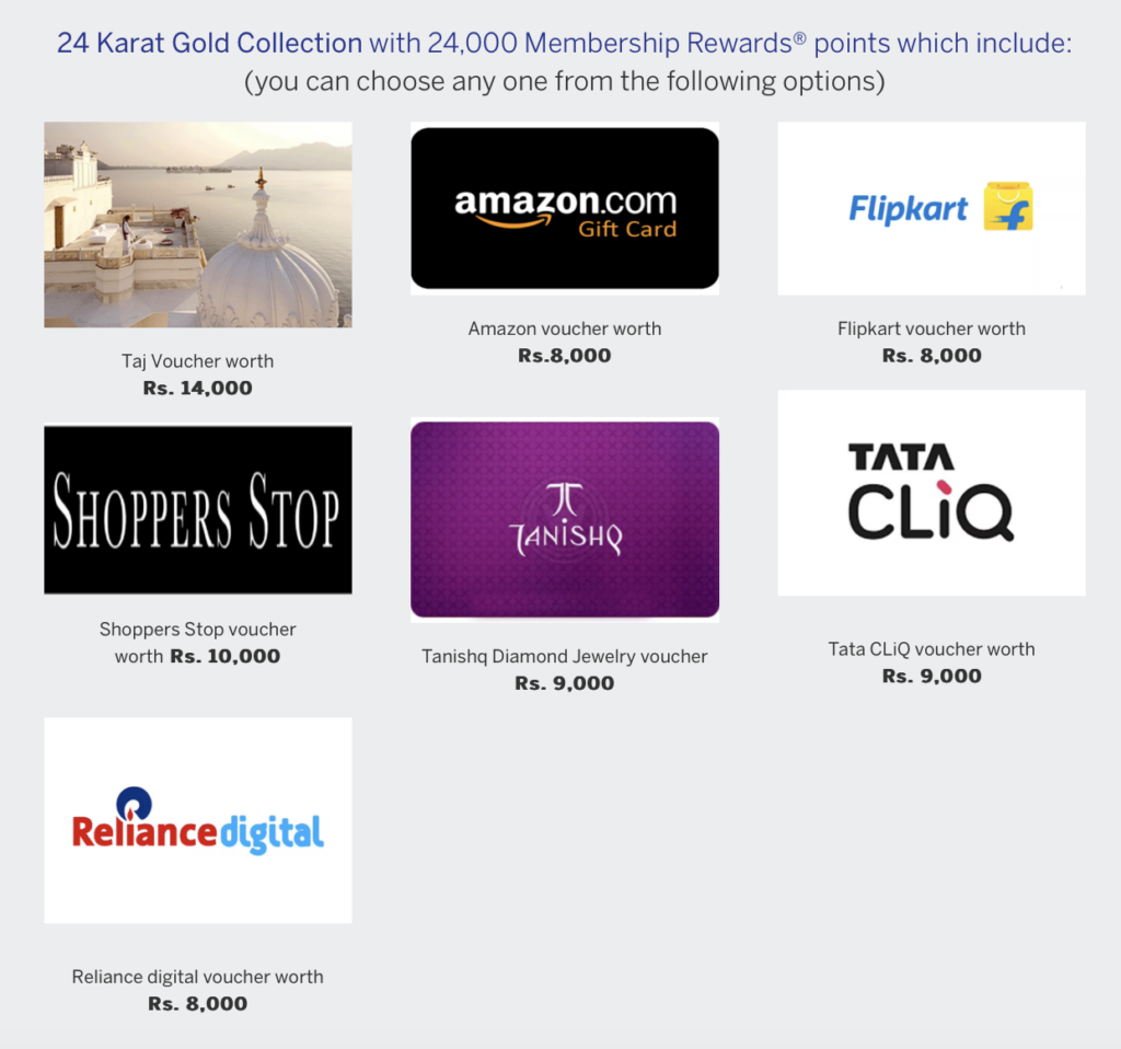 New Options added to American Express 18K/24K Gold Collection Rewards ...