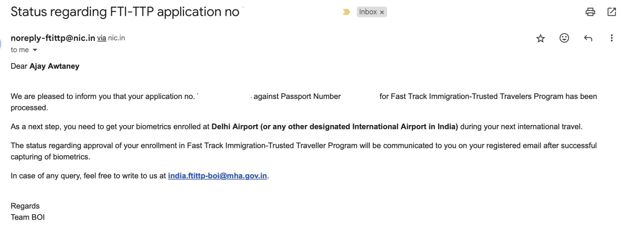 My first experience with the fast-track immigration (FTI-TTP) for exiting and returning to India ...