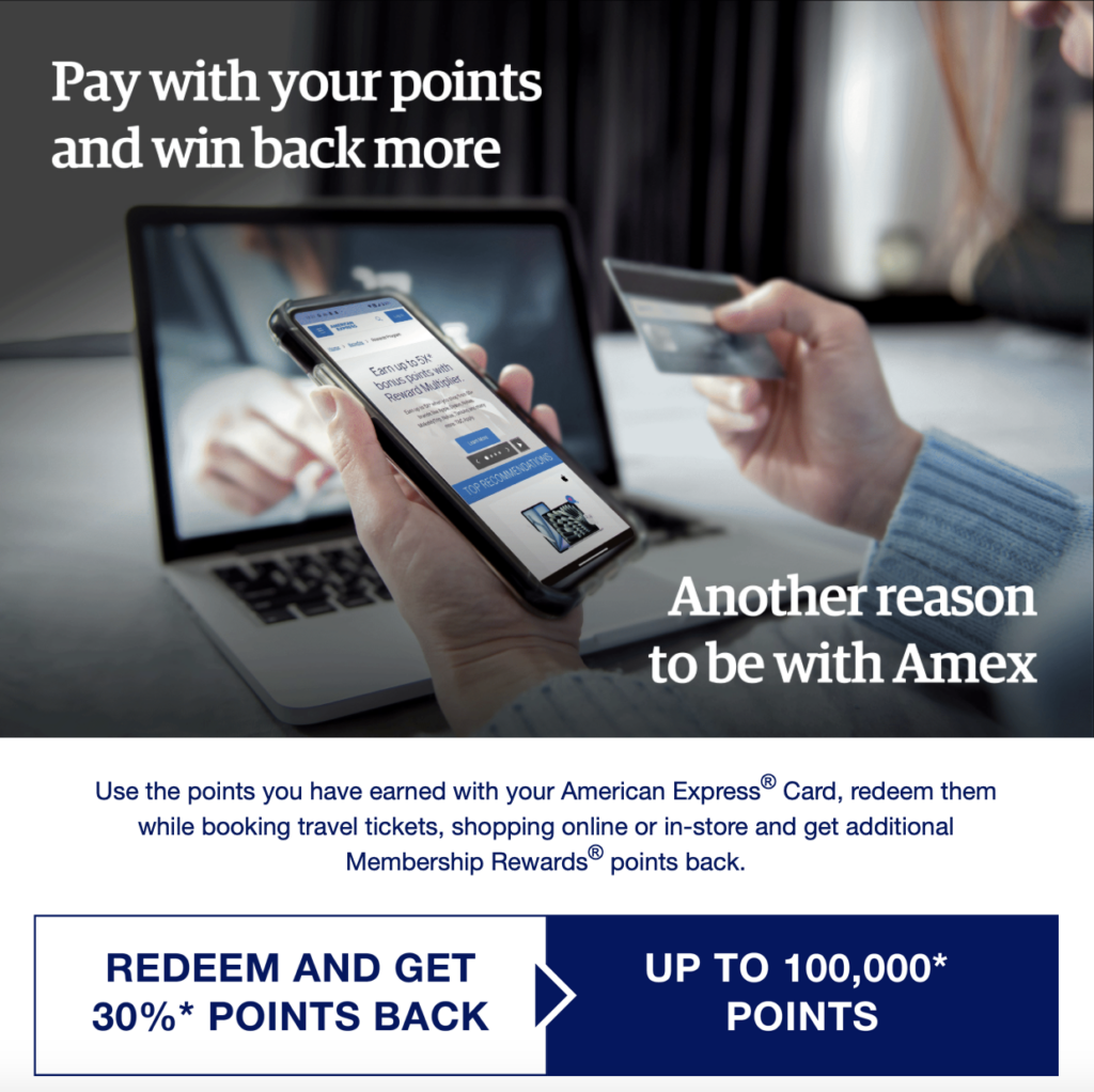 American Express offering 30% Reward Points back on using Membership ...