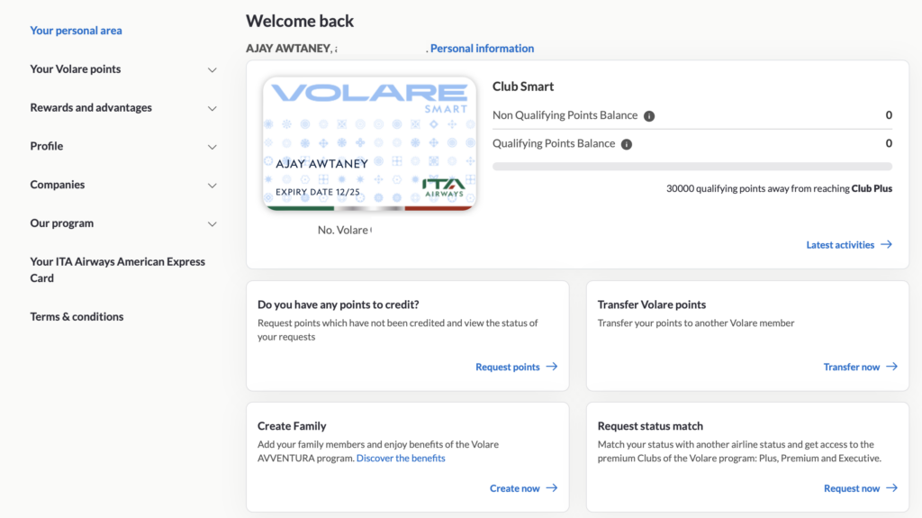 ITA Airways offering Status Match for the rest of 2025 on their Volare ...