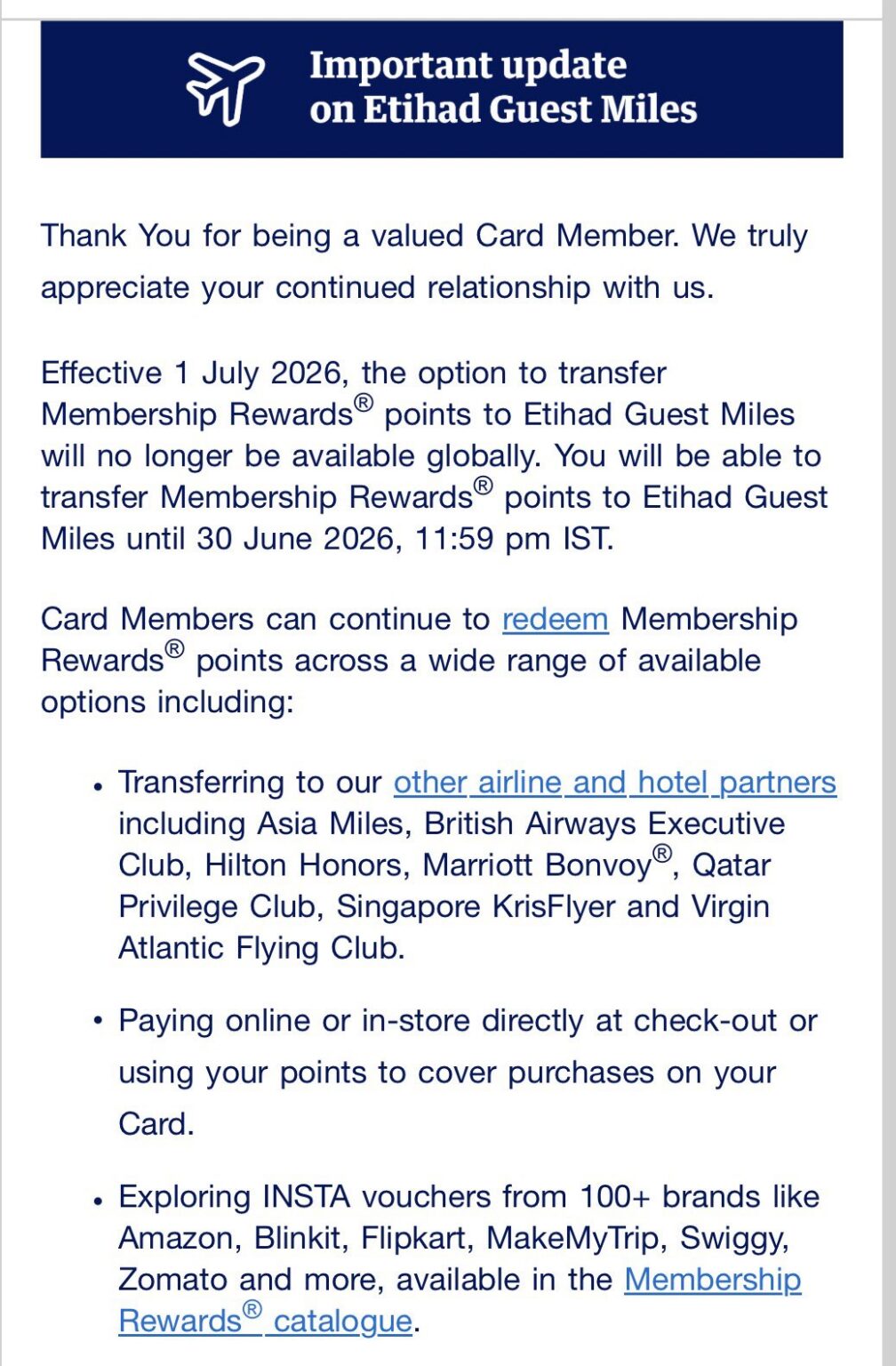 American Express Membership Rewards will soon lose Etihad Guest as of ...